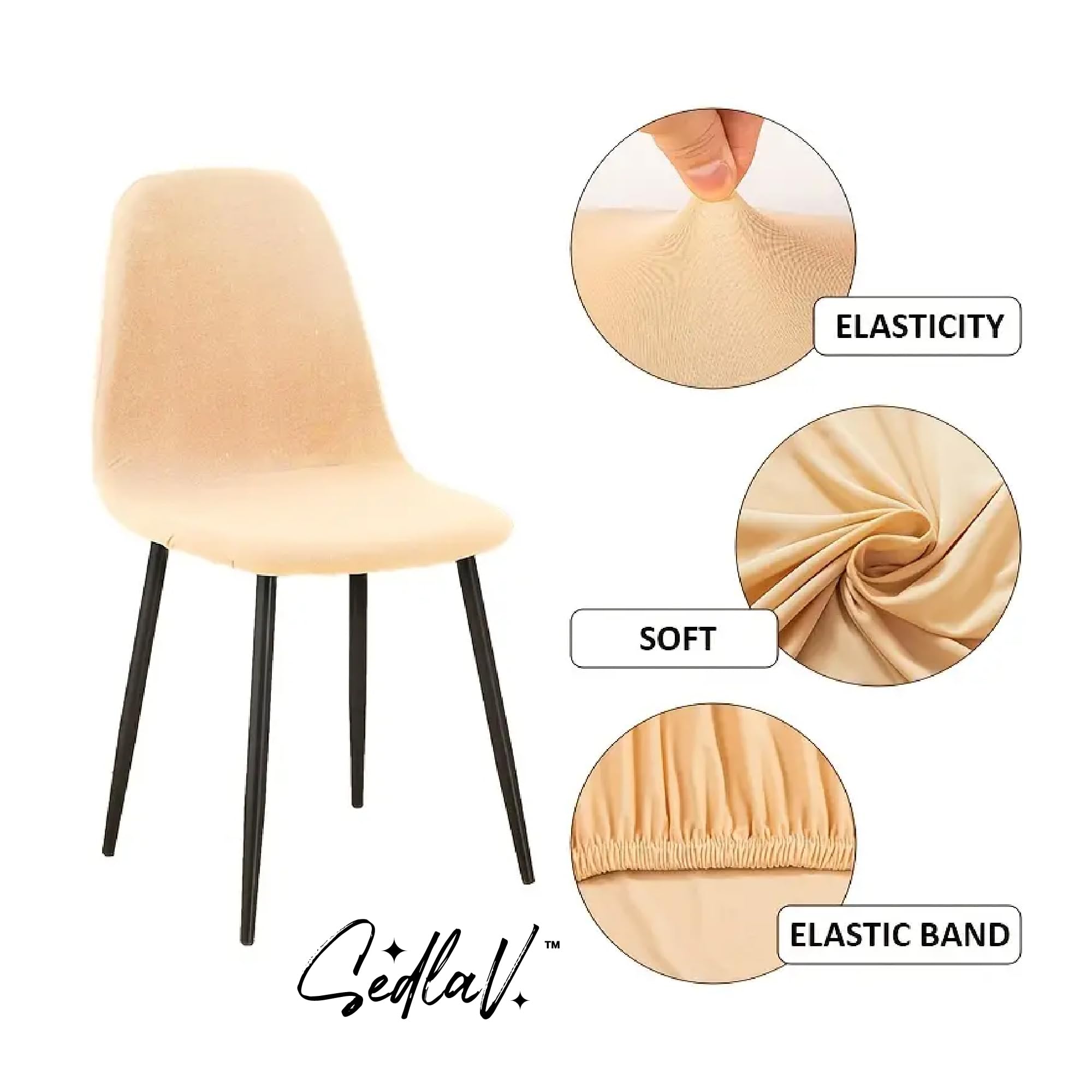 SEDLAV Solid Color Stretch Shell Chair Cover - Stylish and Protective Slipcover for Dining Chairs, Wedding Banquets, and Events - Elastic, Washable, and Easy to Install - Spandex Blend Fabric