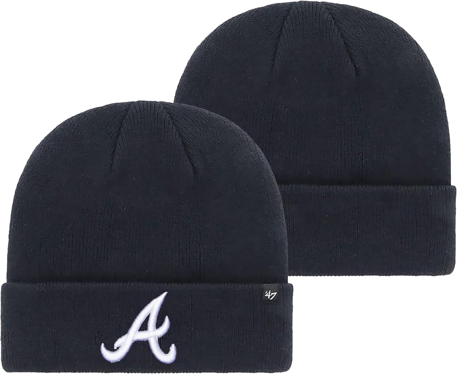 '47 MLB Unisex-Adult Primary Logo Cuffed Knit Primary Logo Team Color Beanie Hat Cold Weather Hat, One Size (Atlanta Braves Navy)