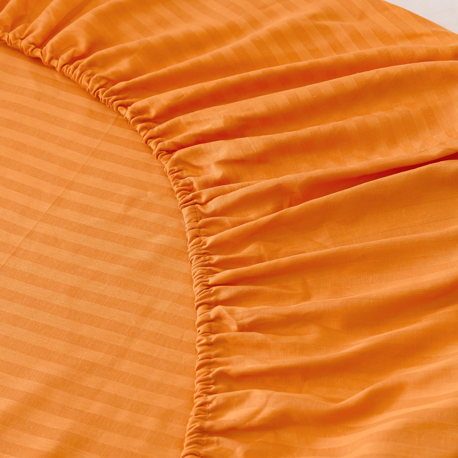 LweiPsqLin 100% Cotton Sheet Set Full Size - Pure Bed Sheets-Damask Stripe Sheet Set 600 Thread Count,Extra Deep Pocket Elastic Fits Mattress Perfectly,4 Pieces (Orange, Full)