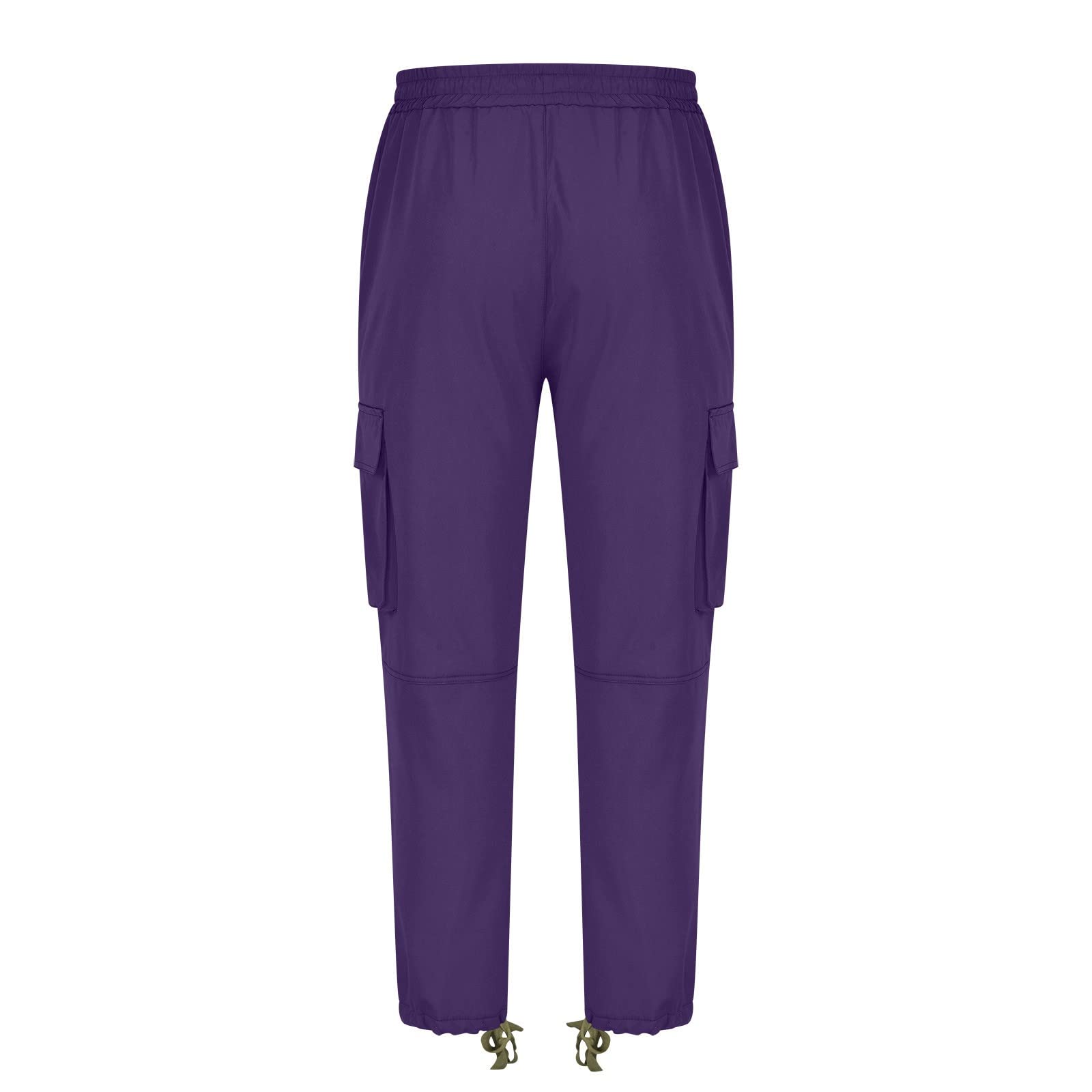 Your Orders Cargo Pants for Men Relaxed fit Hiking Joggers Sweatpants Casual Loose Cotton Drawstring Straight Pants with Pockets Men's Pants Elastic Waistband Jeans Purple 2X