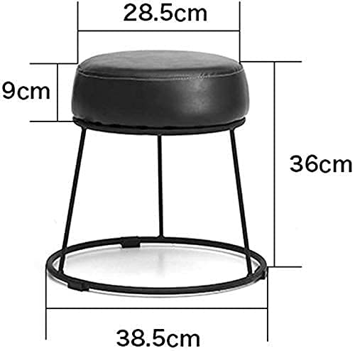RILOOP Upholstered Footstool Iron Round Foot Stool,Upholstered Ottoman Pu Leather Footrest Changing Shoe Stool for Makeup Dining Room Dressing Chair Shoe Bench Storage Footstool/OliveGreen