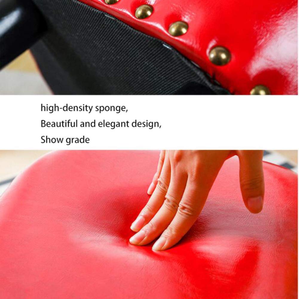 RILOOP Pu Leather Footstool Footrest Foot Stool Ottoman Pouffe Padded Square Seat Chair with 4 Legs Wooden/Green