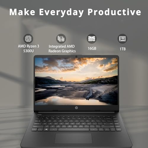 HP 14 Inch Touchscreen Laptop for College Student, AMD Ryzen 3 5300U(Beats i7-1065G7), Thin & Portable, Long Battery Life, AMD Radeon Graphics, Wifi6, HDMI, Windows 11 S(16GB|256GB SSD)