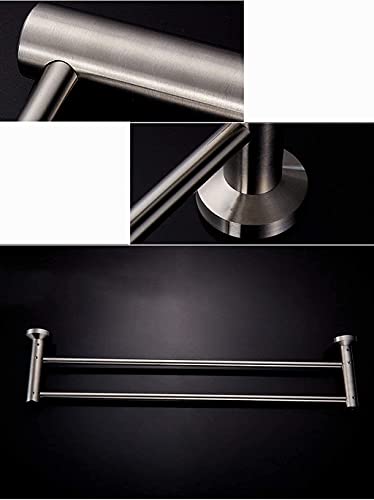 Towel Rack Towel Rails Double Towel Bar,Stainless Steel Brushed Towel Shelf,Bathroom Towel Rack,Wall Mounted Double Bathroom Towel Bar Storage Holder Multi-Functio