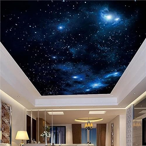 Starry Sky Ceiling 3D Peel and Stick Wallpaper, Night Sky Stars Removable Self-Adhesive Wallpaper Wall Decoration Mural, for Restaurant Bedroom Living Room Decor, 116" W x 91" H
