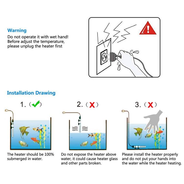 DOMICA 50W Adjustable Aquarium Heater, Submersible Water Heater for Small Fish Tank (8-16 gallons) with Free Thermometer Sticker