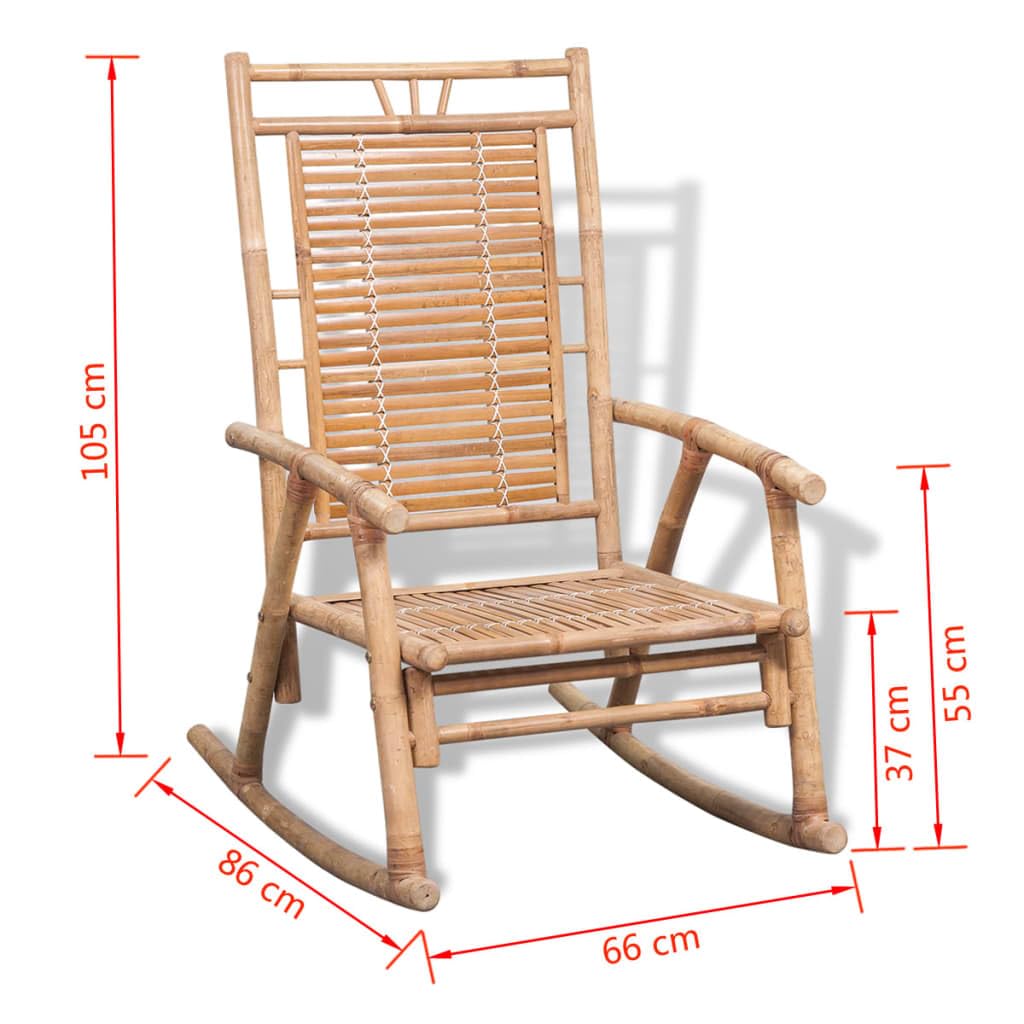 CUSON Rocking Chair Outdoor | Porch Rocker | Patio Rocker Chairs for Garden, Deck, Balcony, Backyard | Bamboo 26" x 33.9" x 41.3"