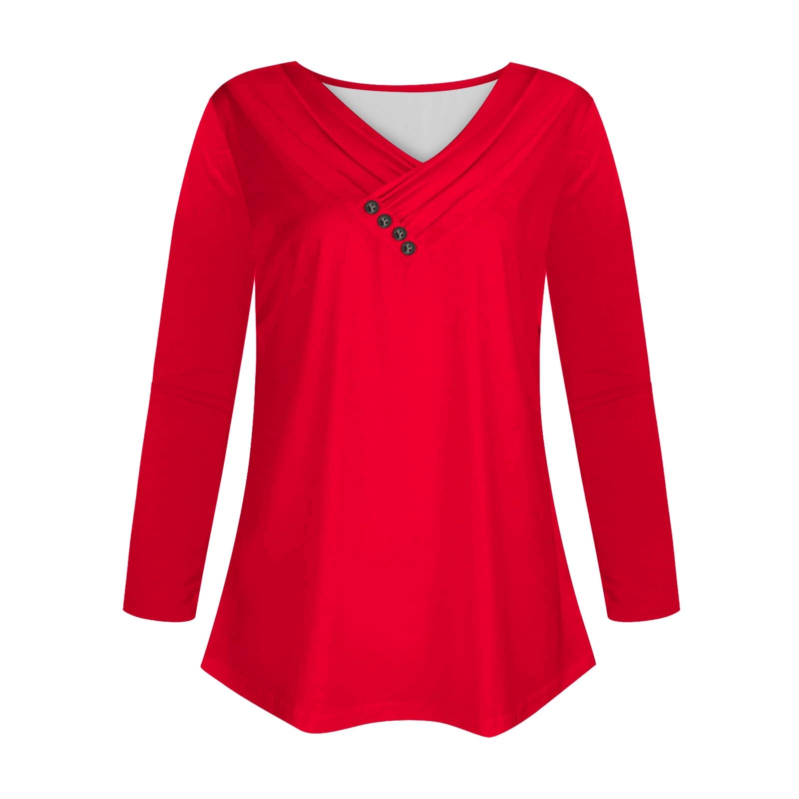long sleeve tops for women Womens Long Sleeve Tops Fall 2023 V Neck Long Sleeve Blouses Loose Fit Button Solid Casual Tees Clothes prime big deal days early my recent orders placed by me 2023