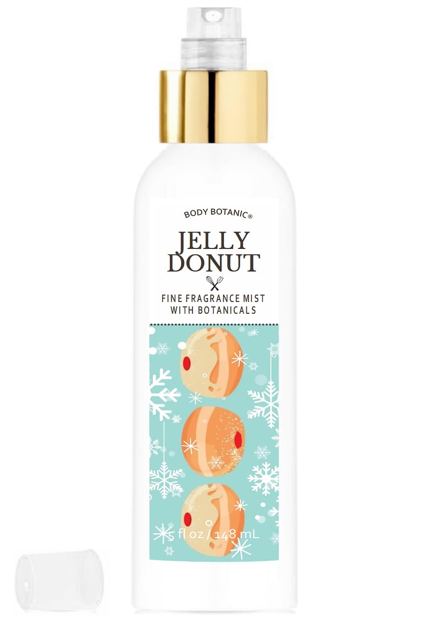 Jelly Donut Perfume Fine Fragrance Mist by Body Botanic 5 Fl Oz - with Botanicals and Sweet notes of Fluffy Doughnut, Raspberry Jam, Whipped Cream and Powdered Sugar.
