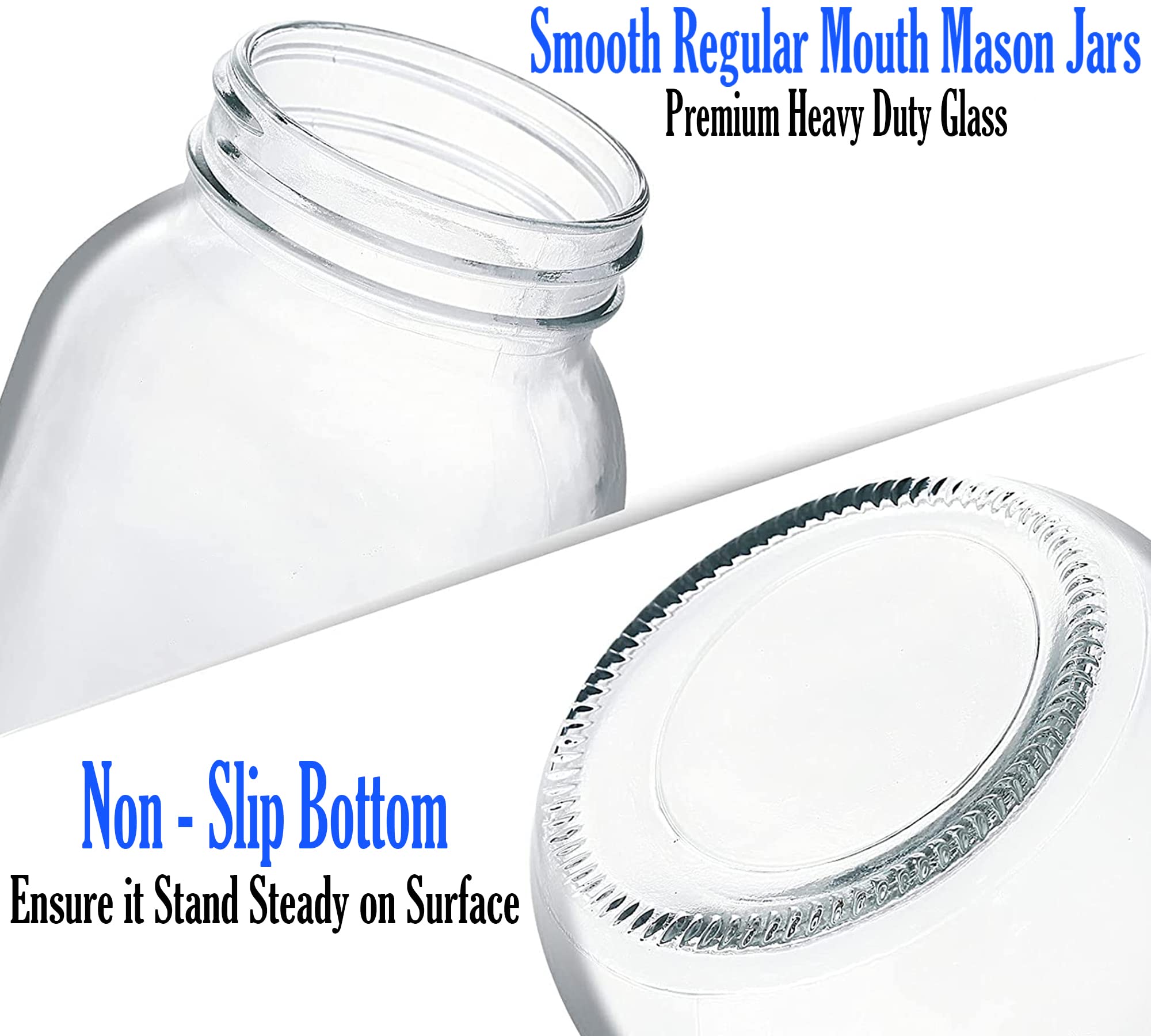 Regular Mouth Mason Jars 32 oz - (2 Pack) - Regular Mouth 32-Ounces Mason Jars With Ball Airtight lids and Bands - For Canning, Fermenting, Pickling, Freezing - Glass jar, Microwave & Dishwasher Safe