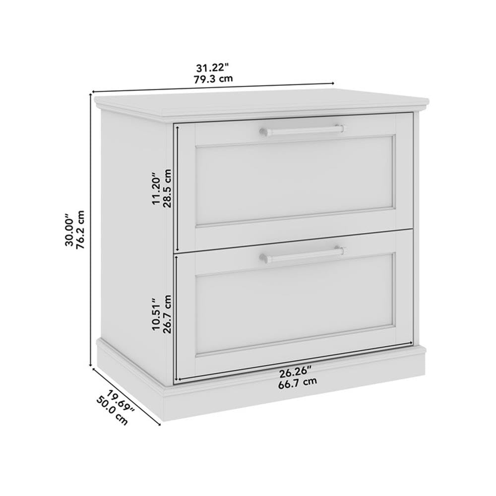 Bush Furniture Westbrook 2 Drawer Lateral File Cabinet in White Ash | Versatile Storage for Home Office and Living Room