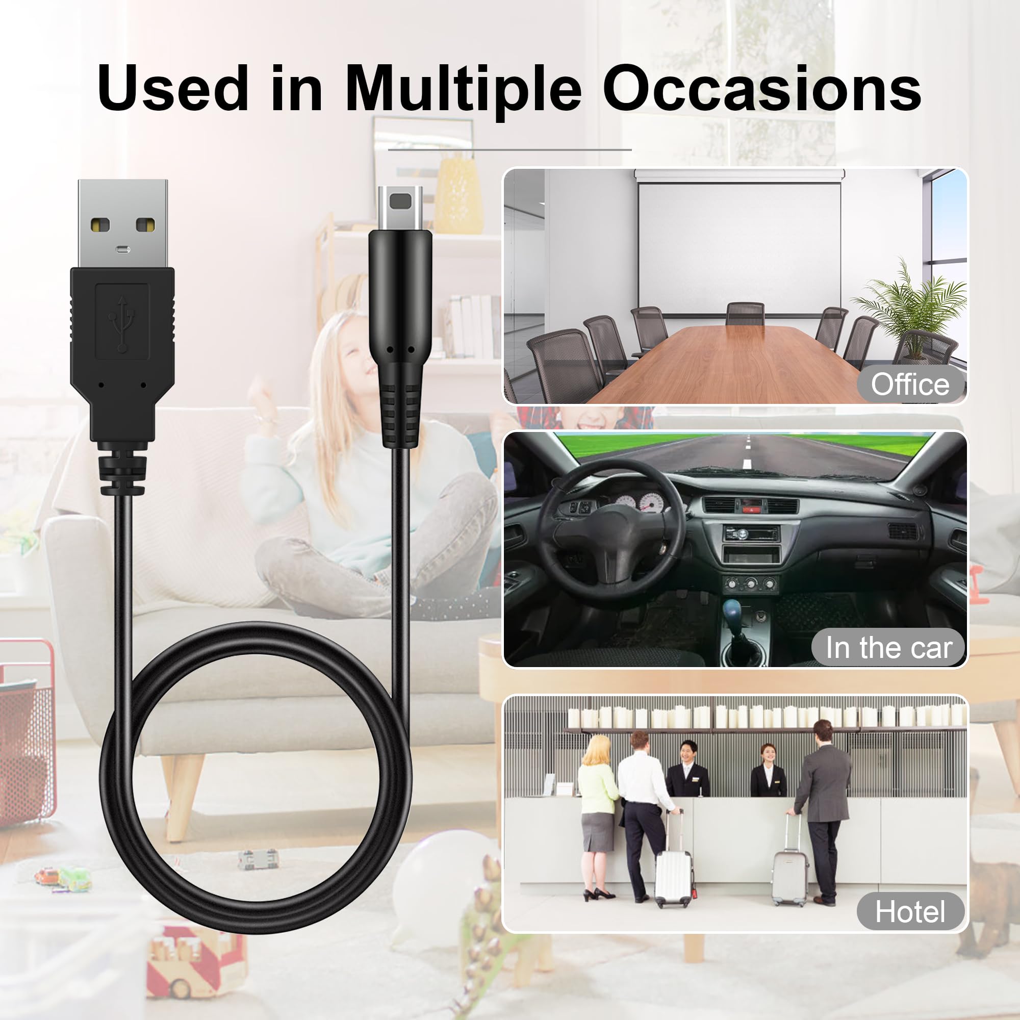 CUENSTOP 3DS USB Charger Cable, Power Charging Cord Compatible with New 3DS XL/New 3DS/ 3DS XL/ 3DS/ New 2DS XL/New 2DS/ 2DS XL/ 2DS/ DSi XL/DSi