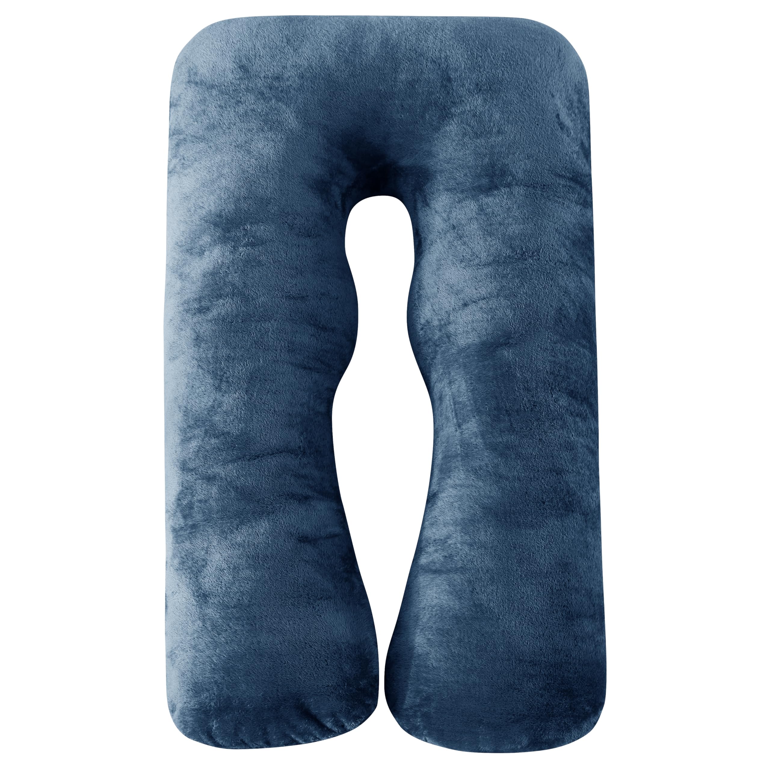WhatsBedding Pregnancy Pillows for Sleeping,Memory Foam Filling U Shaped Pregnancy Pillows Full Body Pillow for Pregnancy with Velvet Cover (55 inches, Blue)