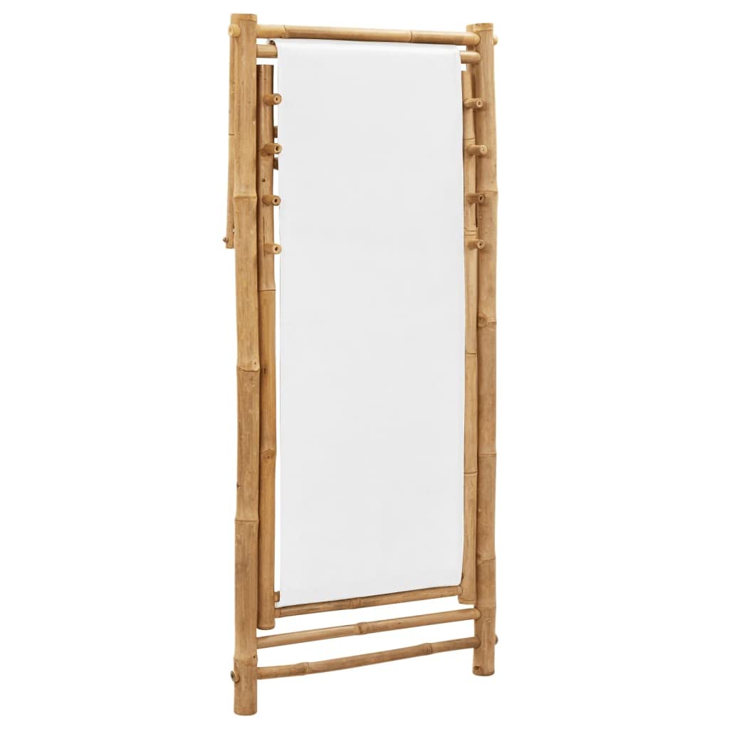 CUSON Sling Chair Outdoor | Adjustable Folding Deck Chair | Patio Foldable Chair for Garden Beach Outside | White Bamboo and Canvas 44.1" x 23.6" x 29.5"
