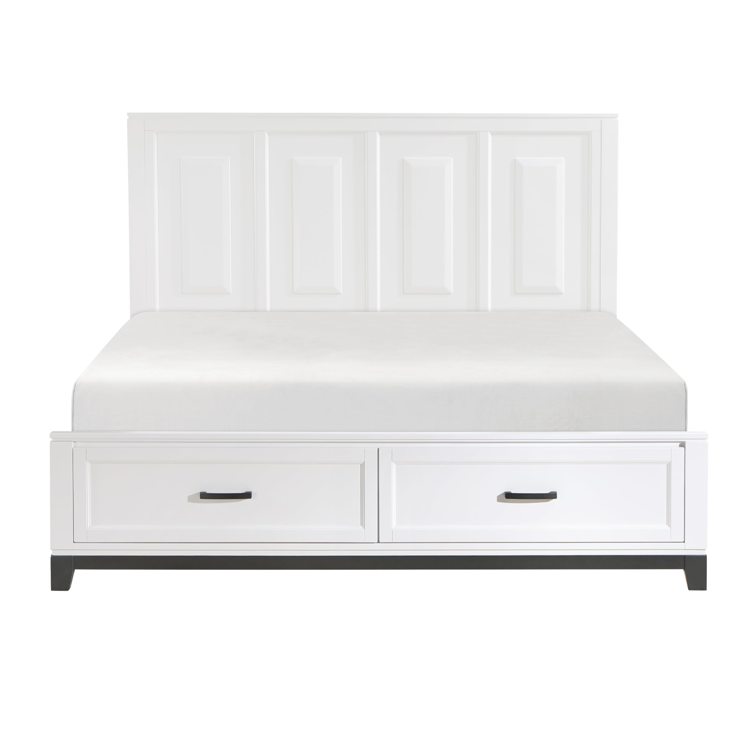 Lexicon California King Bed Frames with Headboard, Modern Bed Frame, Wood Platform Bed with Footboard Storage and Slats, No Box Spring Needed, Easy Assembly, 2-Tone Finish (White and Metallic Grey)