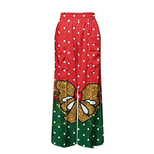 Plus Size Sweatpants,Womens Sweatpants with Pockets Xmas Reindeer Print Elastic Waisted Workout Active Joggers Drawstring Casual Lounge Bottoms Merry Christmas Print Green XL