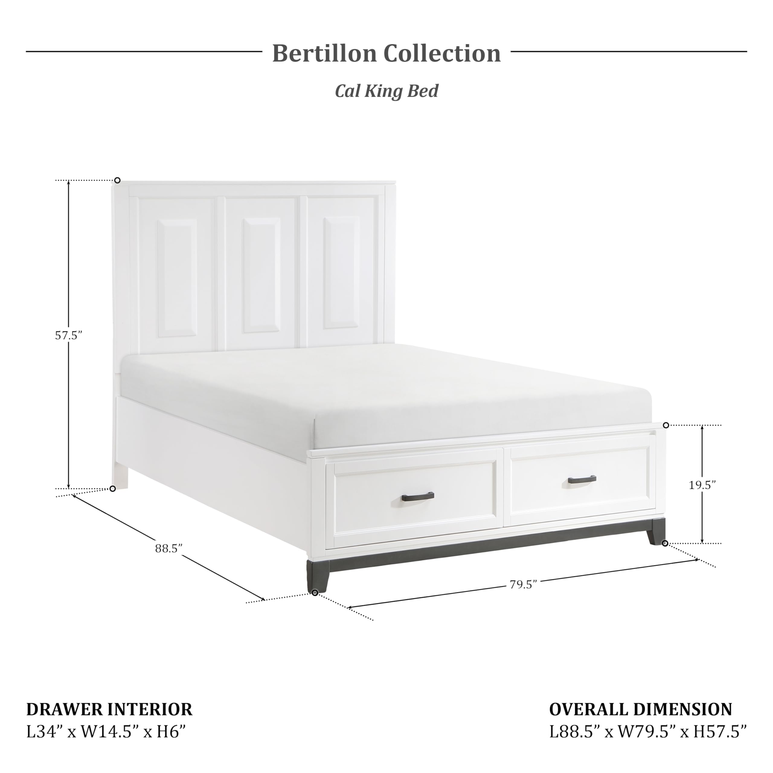 Lexicon California King Bed Frames with Headboard, Modern Bed Frame, Wood Platform Bed with Footboard Storage and Slats, No Box Spring Needed, Easy Assembly, 2-Tone Finish (White and Metallic Grey)