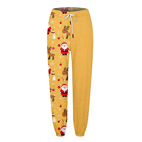 Plus Size Sweatpants,Womens Wide Leg Sweatpants Christmas Snowman Print Elastic Waisted Workout Active Joggers Drawstring Wide Leg Sweatpants Christmas Tree Print W XL