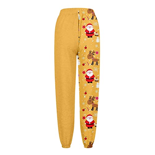 Plus Size Sweatpants,Womens Wide Leg Sweatpants Christmas Snowman Print Elastic Waisted Workout Active Joggers Drawstring Wide Leg Sweatpants Christmas Tree Print W XL