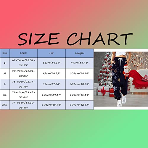 Plus Size Sweatpants,High Waisted Sweatpants for Women Xmas Elastic Waisted Snowman Print Workout Active Joggers Drawstring Straight Leg Pants Santa Claus Print Wine XL