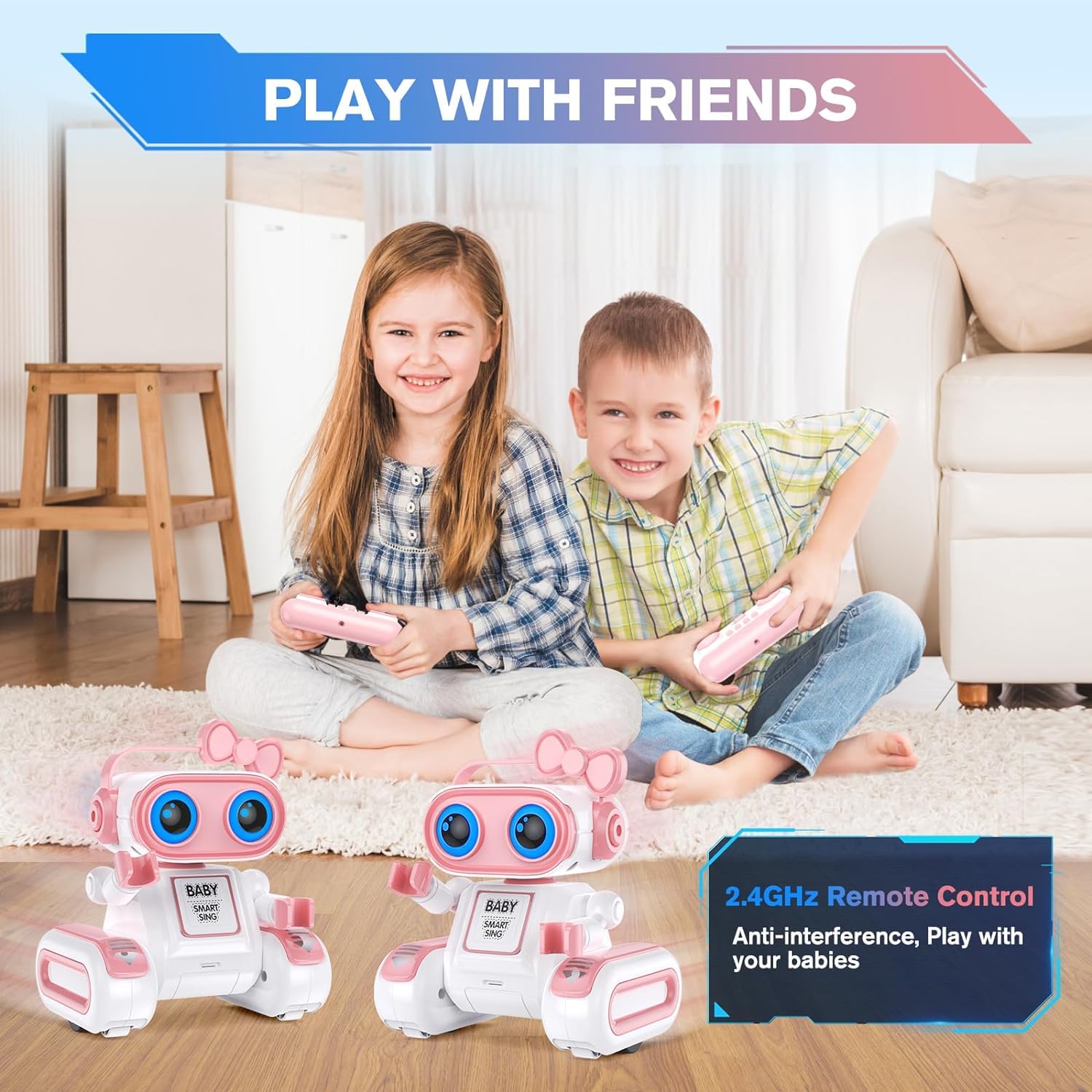 Robot Toy, Robot Toy for Kids, Remote Control Robot with Colorful LED Eyes & Music, Rechargeable RC Robots for Kids, Smart Talk Robot Toy for Children 3, 4, 5, 6, 7, 8 Years Boys & Girls Birthday Gift