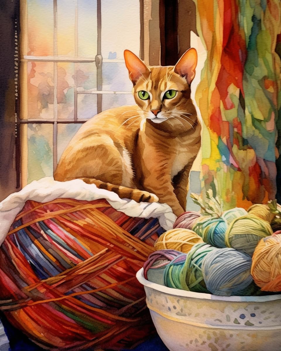 Cross-Stitch Stamped Kits, Loyal Cat, DIY Designs Cross-Stitch Easy Supplies Needlework, Needlepoint Embroidery Gift for Home Decor 16x20 inch