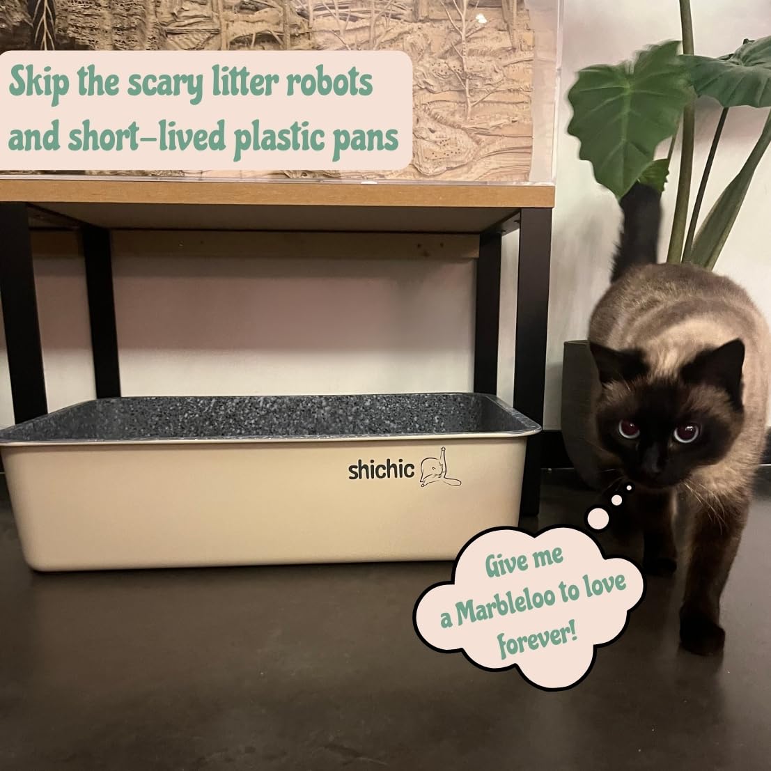 Shichic - Premium Stainless Steel Litter Box - Odor-Resistant Metal Cat Litter Box with Non-Stick Coating - Durable, Easy-Clean Litter Pan - Standard Size - 20" L x 13.8" W x 3.8" H, Includes Scoop