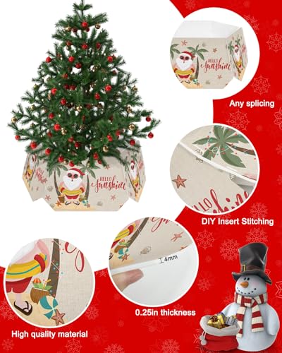 Christmas Santa Christmas Tree Collars for Artificial Trees,Christmas Tree Ring Xmas Tree Base Stand Cover Tree Skirts for Xmas Tree Decorations Holiday Summer Tropical Beach Palm Tree 14.5" x 10"