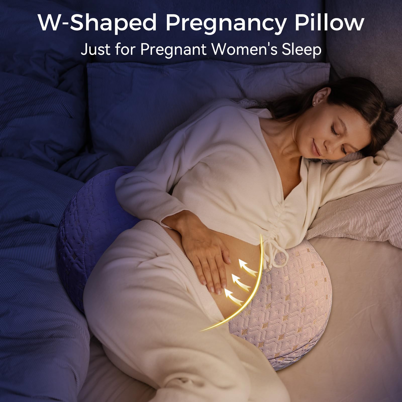 Pregnancy Pillows for Sleeping, Maternity Pillow Cooling for Pregnant Women, Pregnancy Body Pillow Wedge Adjustable with Pillow Cover Support for Pregnancy Belly/Back Support