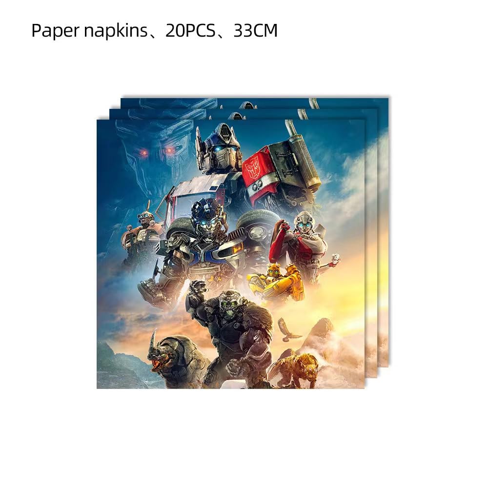 41 pcs Robot-Themed Party Supplies, 20 Plates, 20 Napkins and 1 Tablecloth for Robot Birthday Party Decorations for Boys and Girls
