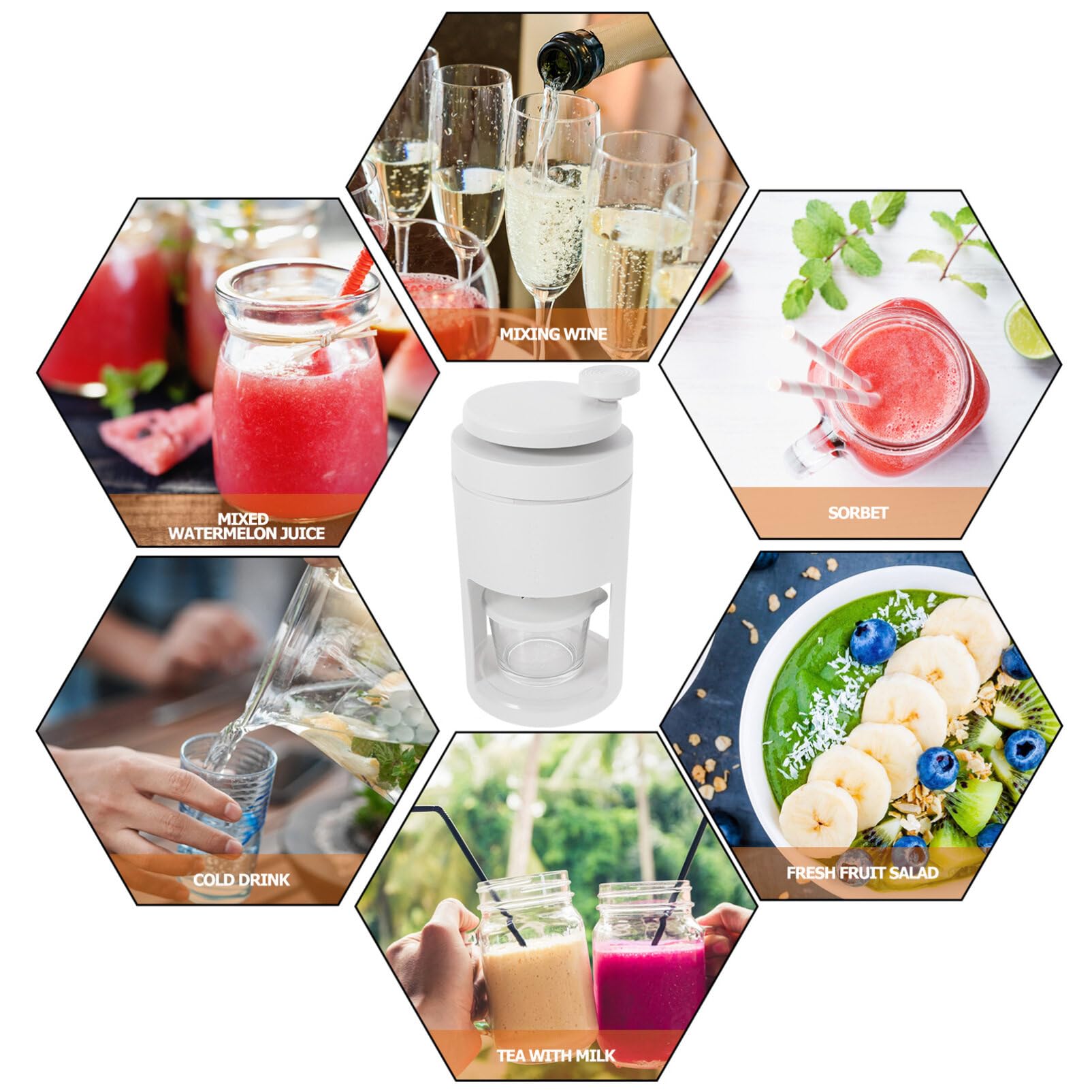 Kichvoe Stainless Steel Blades Portable Crushed Ice Maker Ice Cube Mold Shaved Ice Machine Ice Machine Crushed Ice Handheld Ice Machine Washable Tool Crusher Ice Blender Household Glass