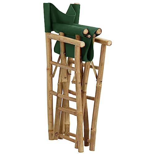 YPWRENH Outdoor Leisure Chair Folding Director's Chairs 2 pcs Green Bamboo and Fabric for Lawn, Garden, Swimming Pool