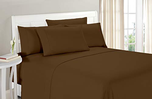 JC BEDDING HOUSE Made with Premium Quality Indian Cotton, 4PC Sheet Sets, 1000 Thread Count, Full Size (54"X75") with 22" INCH DEEP Pocket,Sateen Weave, Ultra Soft, Brown,