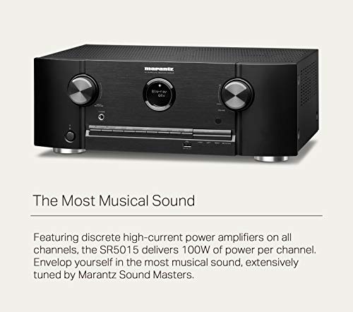 Marantz 8K UHD AVR SR5015 - 7.2 Ch (2020 Model) - Dolby Virtual Height Elevation with Built-in HEOS and Alexa Compatibility - Bluetooth Streaming & Home Automation
