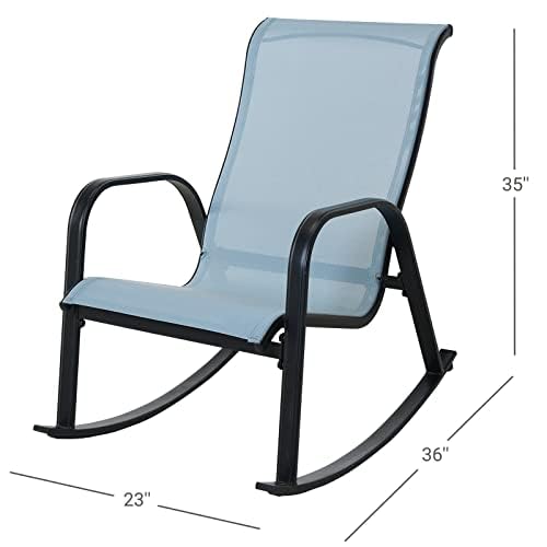 Grand patio Outdoor Rocking Chair Steel Rocker Seating Outside for Front Porch, Mesh Sling, Garden, Patio, Backyard (Blue 2PC)