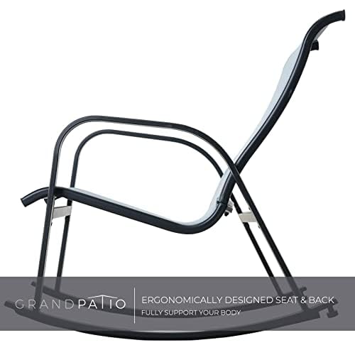 Grand patio Outdoor Rocking Chair Steel Rocker Seating Outside for Front Porch, Mesh Sling, Garden, Patio, Backyard (Blue 2PC)
