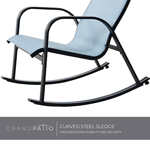 Grand patio Outdoor Rocking Chair Steel Rocker Seating Outside for Front Porch, Mesh Sling, Garden, Patio, Backyard (Blue 2PC)