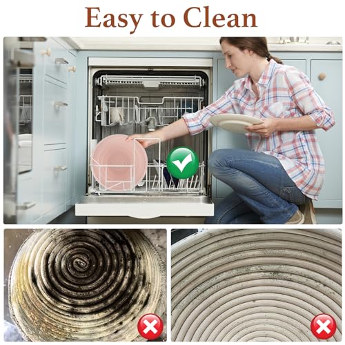 MaMix Banneton Bread Proofing Basket Set of 2, Silicone Sourdough Bread Baking Supplies, 9 inch Round & 10 Oval Sourdough Starter Kit Includes Essential Tools, Easy to Clean and Use (pink)
