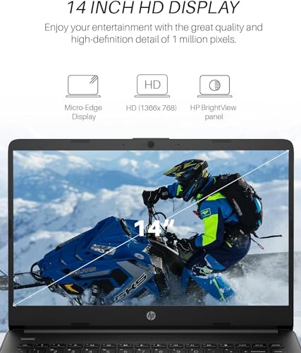 HP 14" Ultra-Light Stream Laptop for Students Business - Intel Quad-Core Processor, 8GB RAM, 128GB Storage(64GB eMMC+64GB Micro SD), 1-Year Office 365, Webcam, 11H Long Battery Life, Win11 Home S