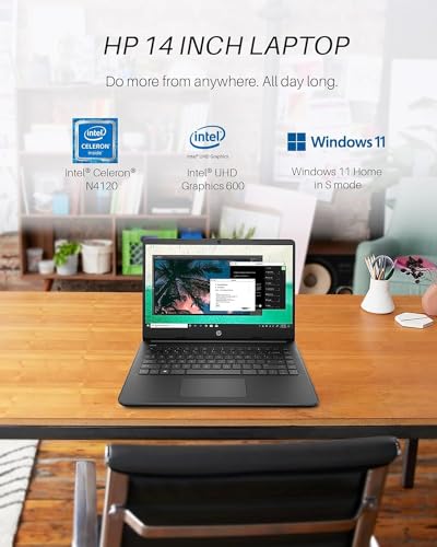 HP 14" Ultra-Light Stream Laptop for Students Business - Intel Quad-Core Processor, 8GB RAM, 128GB Storage(64GB eMMC+64GB Micro SD), 1-Year Office 365, Webcam, 11H Long Battery Life, Win11 Home S