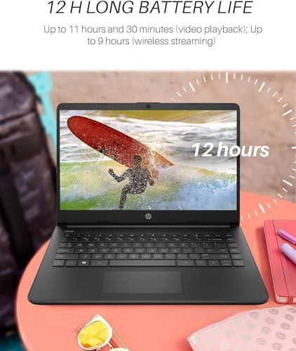 HP 14" Ultra-Light Stream Laptop for Students Business - Intel Quad-Core Processor, 8GB RAM, 128GB Storage(64GB eMMC+64GB Micro SD), 1-Year Office 365, Webcam, 11H Long Battery Life, Win11 Home S