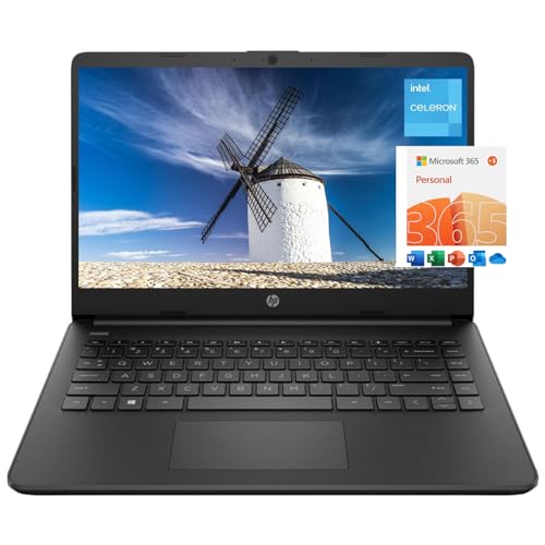 HP 14" Ultra-Light Stream Laptop for Students Business - Intel Quad-Core Processor, 8GB RAM, 128GB Storage(64GB eMMC+64GB Micro SD), 1-Year Office 365, Webcam, 11H Long Battery Life, Win11 Home S