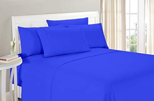 JC BEDDING HOUSE Made with Premium Quality Indian Cotton, 4PC Sheet Sets, 1000 Thread Count, Full Size (54"X75") with 15" INCH DEEP Pocket, Sateen Weave, Ultra Soft, Royal Blue, Solid Pattern