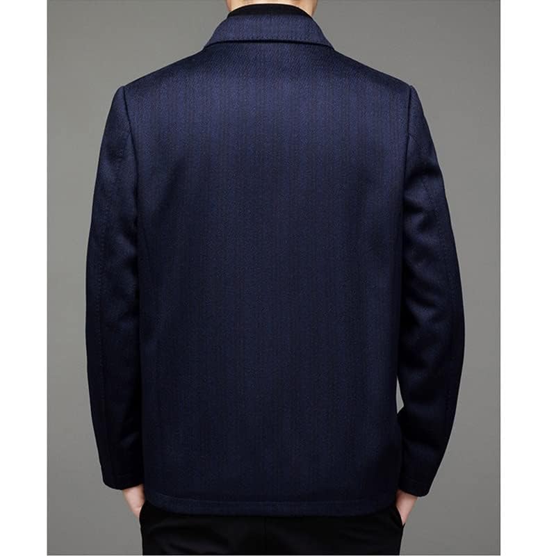 BaRdzo Men's Coat Autumn and Winter Casual Lapel Wool Coat Men Sim Stripe Zip Coat Menswear (Color : E, Size : 190 code)