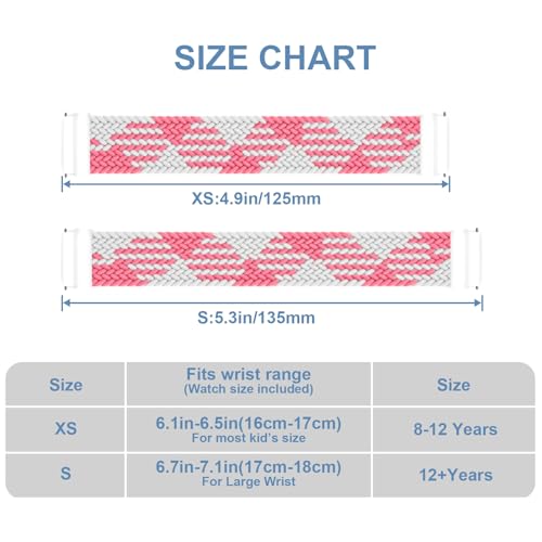 Khxriypha 2 Pack Nylon Braided Band Replacement for Kids Compatible with Gizmo Watch Edition/Gizmo Watch 3/2/1 Gabb Watch/SyncUP Watch 20mm Kids Breathable Solo Loop Stretchy Strap for Boys Girls