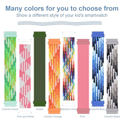 Khxriypha 2 Pack Nylon Braided Band Replacement for Kids Compatible with Gizmo Watch Edition/Gizmo Watch 3/2/1 Gabb Watch/SyncUP Watch 20mm Kids Breathable Solo Loop Stretchy Strap for Boys Girls