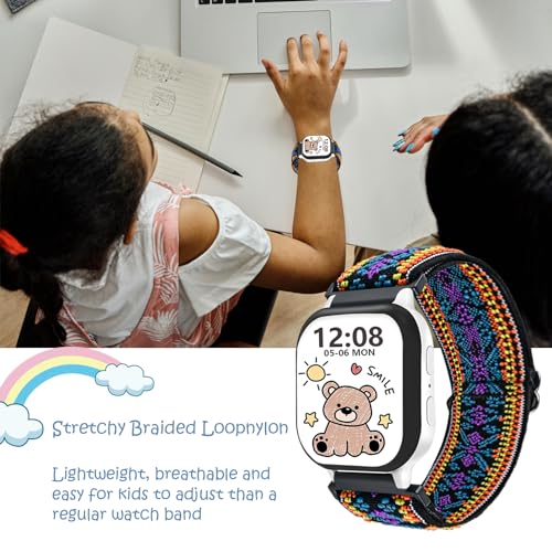 Khxriypha Nylon Band Replacement for Kids Compatible with Gizmo Watch Edition/Gizmo Watch 3/2/1 Gabb Watch/SyncUP Watch Elastic Sport Loop Bands with Adjustable Buckle for Girls/Boys