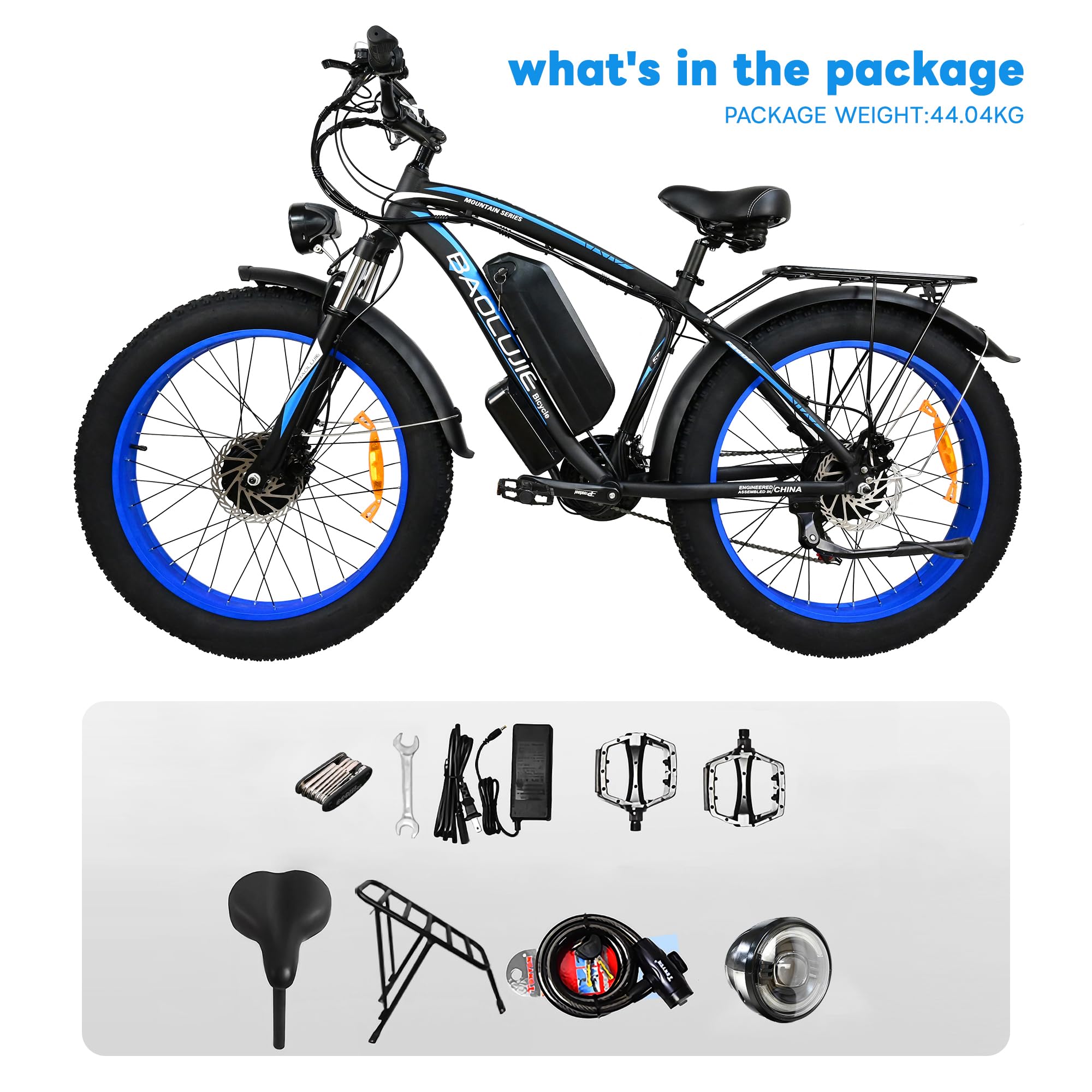 COJMOYOV 2000W Electric Bike with 20AhRemovable Battery 26"ร4"Fat Tire Ebike for Adults 35MPH 80MilesElectric Bicycles with 21Speed Cruise Control Lockable Front Suspension Hydraulic Disc Brake (Blue)
