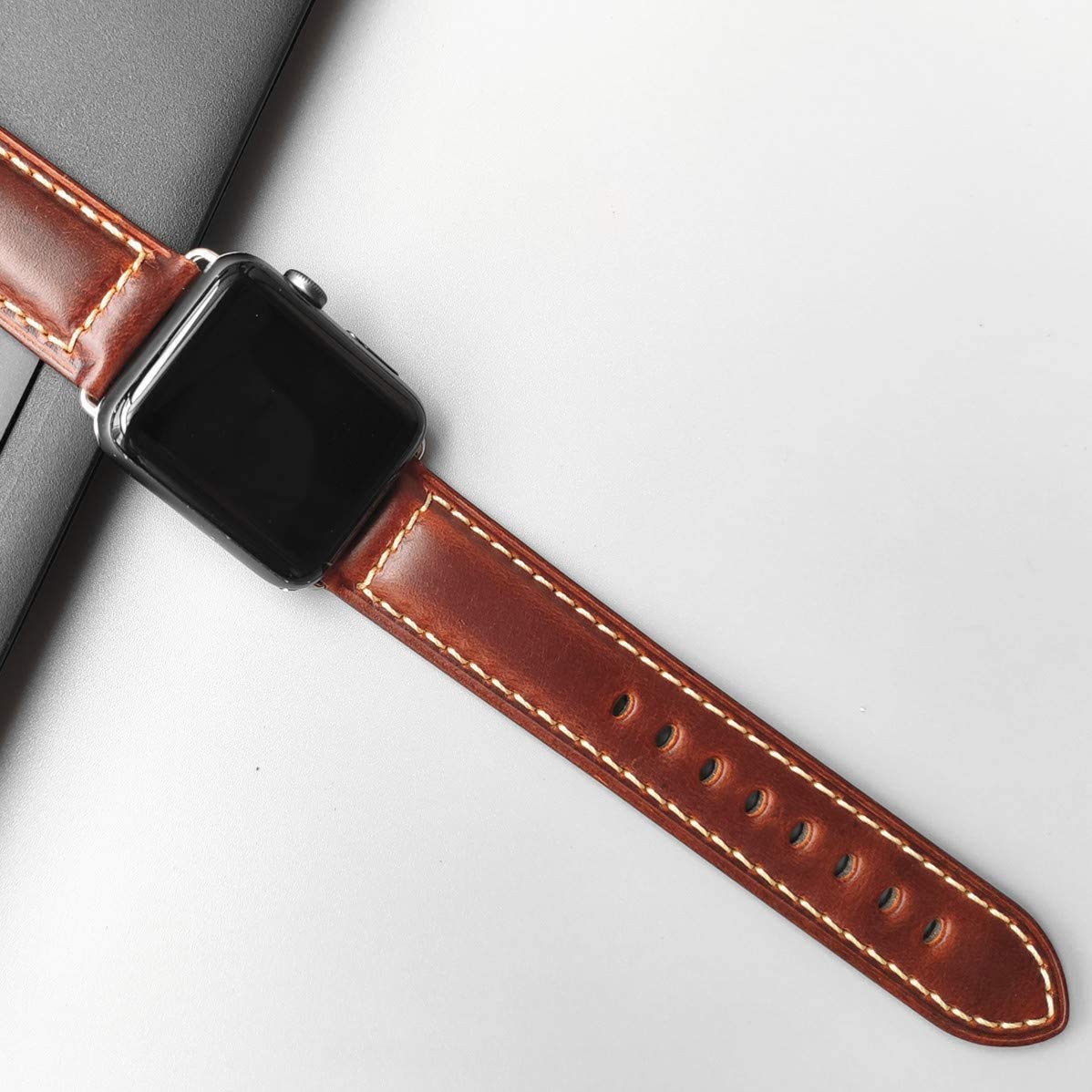 MTRRISE Compatible for Apple Watch ultra Band 42mm 44mm45mm46mm49mm Men,Top Grain Leather Band Replacement Strap iWatch Series 10/9/8/7/ 6/5/ 4/3/ 2/1,SE,Ultra /Ultra2