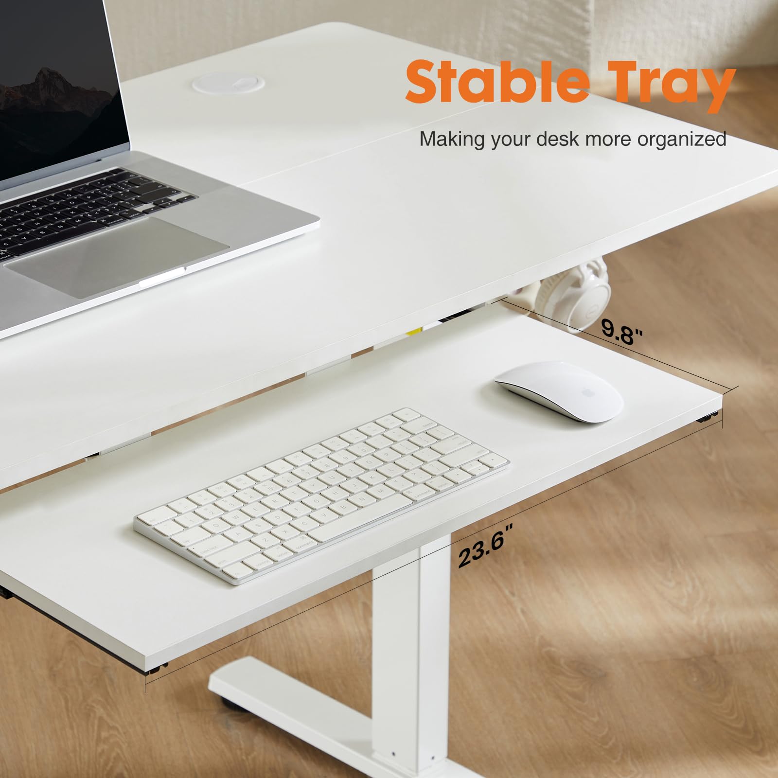 Sweetcrispy Standing Desk with Keyboard Tray, Ergonomic Height Adjustable Desk with 3 Memory Presets, 55 x 24'' Stand Up Desk Electric Standing Desk Adjustable Height, Computer Desk Home Office-White